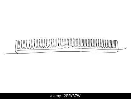 Hair comb one line continuous drawing. Barber shop and hairdresser ...