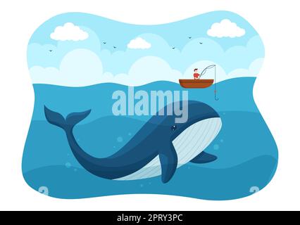 Whale Hunting with Whales Caught by Fisherman in the Middle of the Deep ...