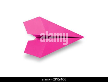 Pink paper plane origami isolated on a blank white background Stock ...