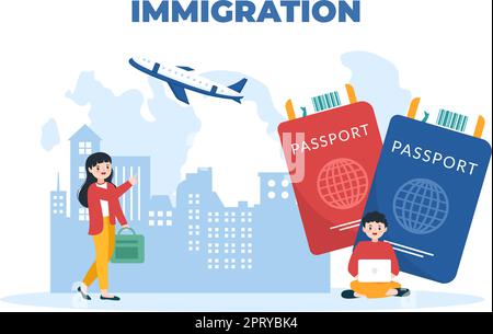 Immigration Template Hand Drawn Cartoon Flat Illustration of Document ...