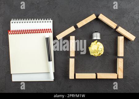 top view idealight bulb in house shaped wood blocks idealight bulb ...