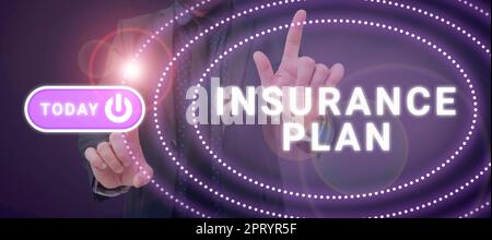 Hand writing sign Insurance Plan. Word for includes the risk management ...