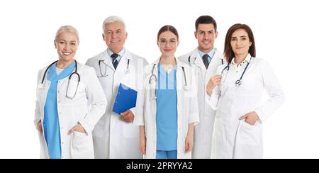 Collage with photos of doctors on white background. Banner design Stock ...