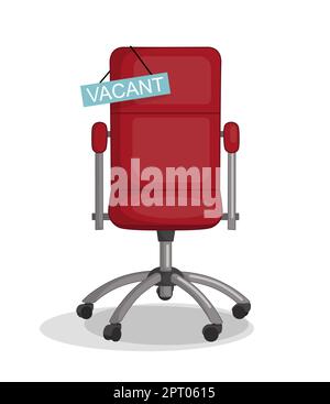 Red office chair and sign VACANT on white background Stock Photo - Alamy