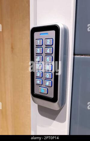 Black metal electric code lock with the digital keypad and card access ...