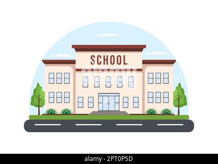 Primary School with Building Structure and Eksterior in Template Hand ...