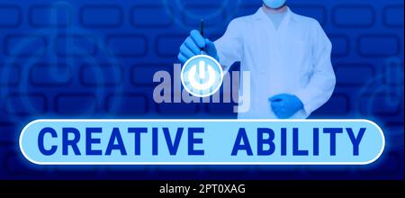 Hand writing sign Creative Ability, Business overview able to function ...