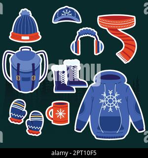 winter hat man set cartoon vector illustration Stock Vector Image & Art ...