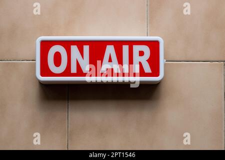 Poster, sign or signal with the warning indication "on air Stock Photo ...