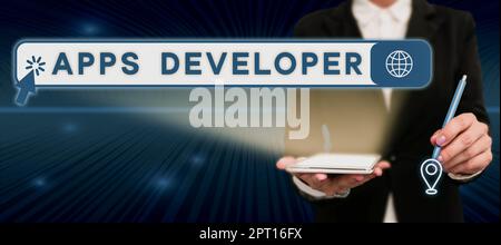 Writing displaying text Apps Developer, Business overview Graphic ...