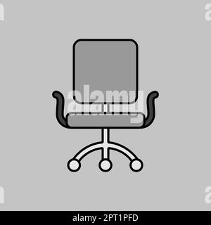 Office Chair outline grayscale icon. Business sign. Graph symbol for ...