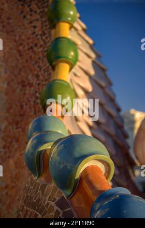 Dragon's thorn crest decorating the roof of Casa Batlló designed by ...