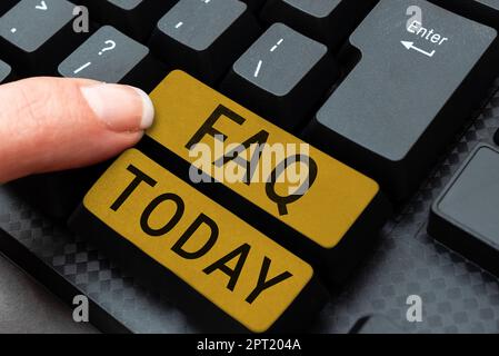 Text showing inspiration Faq. Business showcase list of frequently ...