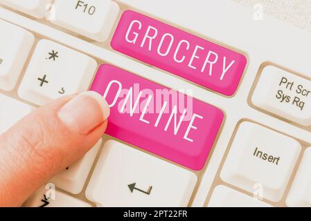 Inspiration showing sign Grocery Online. Business concept digital ...