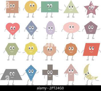 Nonagon cartoon geometric shape for kids to learn basic math education ...