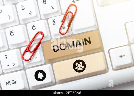 Text showing inspiration Domain. Conceptual photo identification string ...