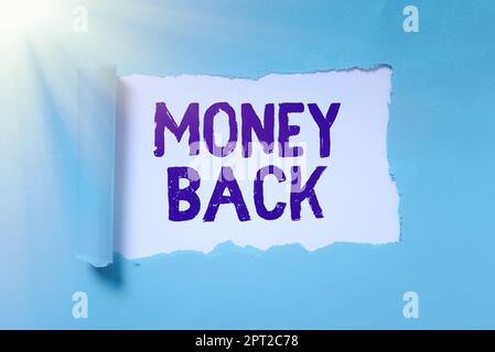 Text showing inspiration Money Back. Business approach get what you ...