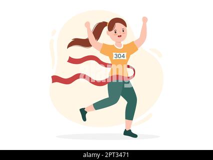 Running Racing Template Hand Drawn Cartoon Flat Illustration People ...