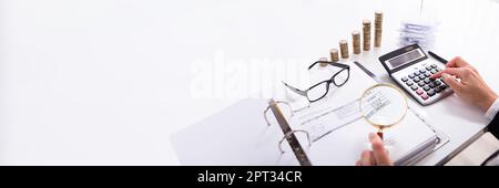 Fraud Auditor Using Magnifier Glass. Business Tax Stock Photo - Alamy