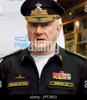 US Navy Commander Six Fleet, Vice Admiral Henry G. Ulrich III greets ...