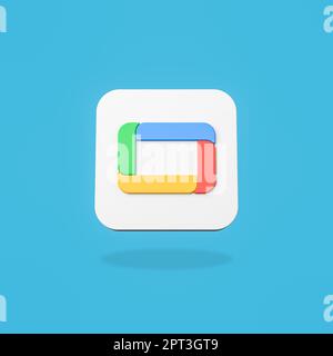 Google TV Logo 3D Shape Isolated on Flat Blue Background with Shadow 3D ...