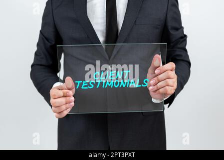 Text caption presenting Client Testimonials. Business overview Various ...