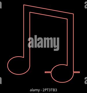 Neon eighth notes icon black color vector illustration flat style image ...