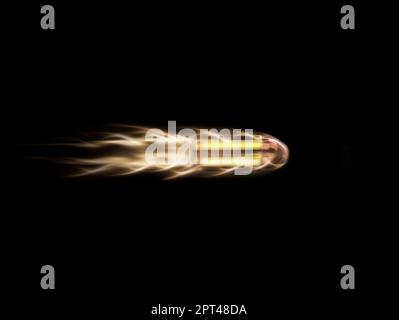 golden bullets flying in flames. 3d render Stock Photo - Alamy