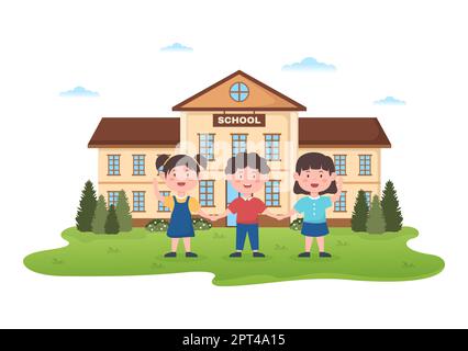 Students Leave School Building After Class or Program and Back to Home ...