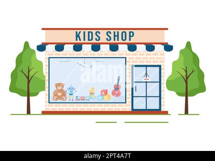 Kids Shop Building Template Hand Drawn Cartoon Flat Style Illustration ...