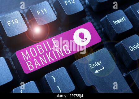 Handwriting text Mobile Banking. Concept meaning Monitoring account ...