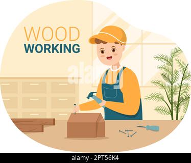 Woodworking with Wood Cutting by Modern Craftsman and Worker using ...