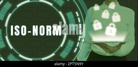 Handwriting text Iso Norm. Business concept An accepted standard or a way of doing things most ...