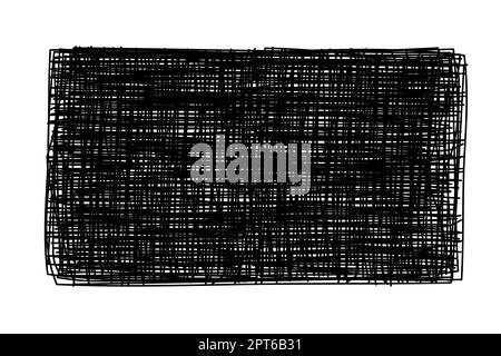 Grungy scribble rectangle banner, hand drawn with thin line, isolated ...
