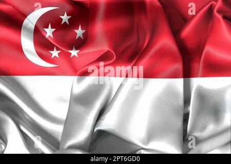 Singapore flag - realistic waving fabric flag Stock Photo - Alamy