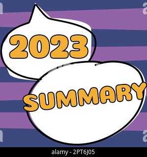 Text caption presenting 2023 Summary, Conceptual photo summarizing past ...