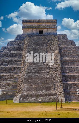Ladder steps of temple Pyramid of Kukulcan El Castillo, Chichen Itza ...