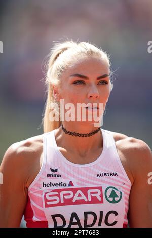 Ivona Dadic participating in the High Jump of the heptathlon at the ...