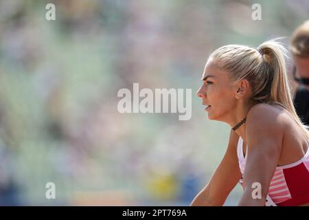 Ivona Dadic participating in the High Jump of the heptathlon at the ...