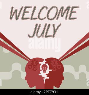 Text caption presenting Welcome July. Conceptual photo Calendar Seventh ...