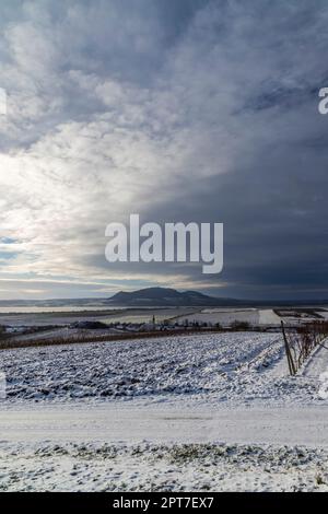 Winter landscape under Palava near Sonberk, South Moravia, Czech ...