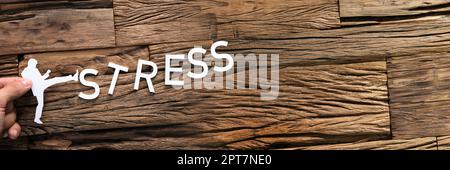 Fight Stress. Pain Relief Solution. Kicking Word Stock Photo - Alamy