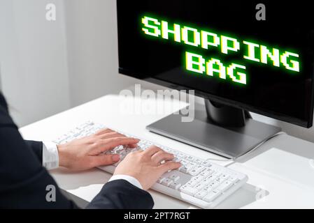 Inspiration showing sign Shopping Bag. Business concept Containers for ...