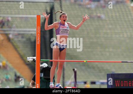Jade O’Dowda participating in the high jump of the European Athletics ...