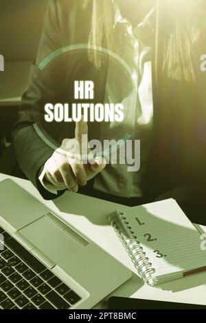Writing displaying text Hr Solutions, Business showcase Outsourced ...