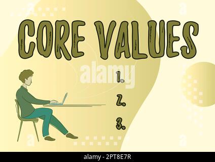Hand writing sign Core Values. Conceptual photo principles which guide ...