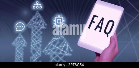 Hand writing sign Faq S Is. Concept meaning list of questions and ...