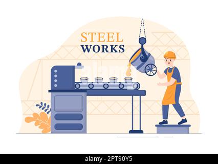 Steelworks with Resource Mining, Smelting of Metal in Big Foundry and ...