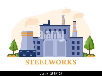 Steelworks with Resource Mining, Smelting of Metal in Big Foundry and ...