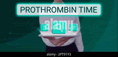 Hand writing sign Prothrombin Time, Business concept state of the ...
